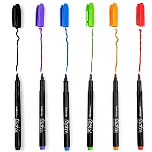 M.C. Squares Tackie Markers Set | Smudge Free Wet Erase Pens for Writing on Dry Erase, Acrylic, Glass, Metal, White Boards | Erasable with Water | Bullet Point Tip | 6 Bright Colors