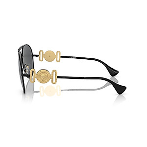 Versace Unisex Sunglasses Matte Black Frame, Dark Grey Lenses, 65MM