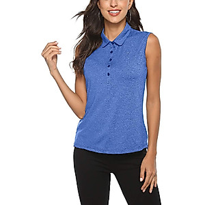AIRIKE Golf Polo Shirts for Women Sleeveless Summer Sports Athletic Fashionable Workwear-Quick Dry Womens Tank Tops B-Blue