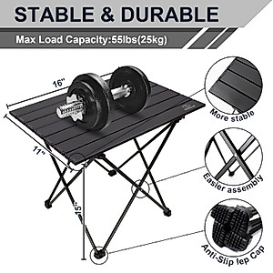 MSSOHKAN Camping Table Folding Portable Camp Side Table Aluminum Lightweight Carry Bag Beach Outdoor Hiking Picnics BBQ Cooking Dining Kitchen