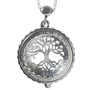 Artisan Owl Tree of Life 4x Magnifier Magnifying Glass Sliding Top Magnet Pendant Necklace, 30"