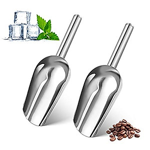 AIEVE Ice Scoop, 2 Pack Ice Scoop for Ice Maker, Metal Ice Scoop for Freezer Counter Top Ice Machine Maker Shovel Popcorn Scoop Kitchen Ice Scooper Ice Bucket Scoop for Kitchen Bar Wedding Party