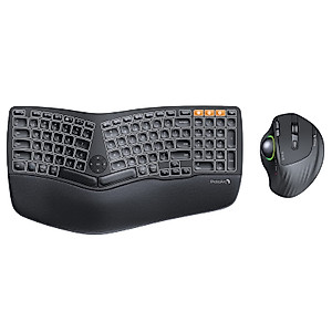 ProtoArc RGB Wireless Trackball Mouse & Backlit Wireless Ergonomic Keyboard
