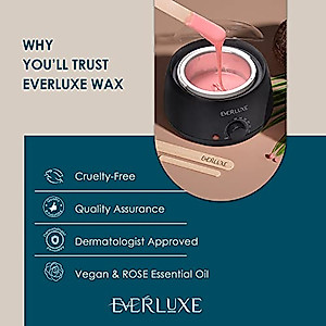 Wax Beads 2lb, EVERLUXE Hard Wax Beads for Hair Removal, Wax Beads Bulk for Fine Hair, Hard Wax for Facial Waxing, Hard Wax Beans for Brazilian, Bikini Waxing