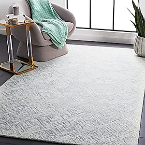 Safavieh Abstract Collection 3' x 5' Grey/Turquoise ABT428F Handmade Wool Area Rug