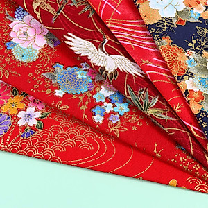 PRETYZOOM 10pcs Cotton Fabric Sheets Quilting Sewing Fabrics Japanese Style Flower Printed Fabric Patchwork for DIY Craft Sewing Scrapbooking Clothing 20x25mm