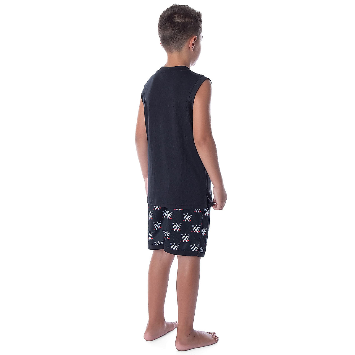 INTIMO WWE Boys' World Wrestling Entertainment Logo Tank Short Pajama Set (10/12) Black