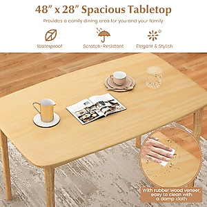 Giantex Rectangular Dining Table, Mid Century Modern Kitchen Table, Vintage Coffee Table W/Tabletop & Solid Wood Legs, Wood Farmhouse Table (Natural)