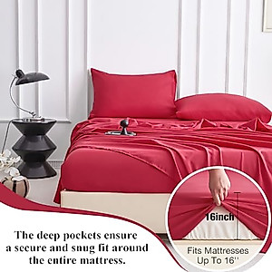 Queen Sheet Set - Soft Bed Sheets for Queen Size Bed, Extra Deep Pocket Hotel Luxury Sheets, Cooling Breathable Bedding Sheets and Pillowcases, Wrinkle Free Oeko-Tex Sheets 4 Piece