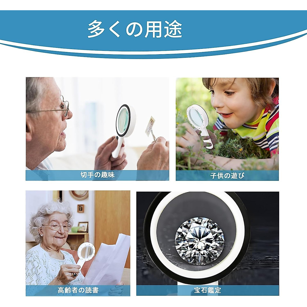 Magnifying Glass with Light, 30X Handheld Large Illuminated Magnifier, Reading Magnifying Glass with for Seniors Read, Coins, Stamps, Map, Inspection, Macular Degeneration