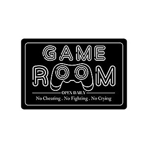 Game Room Sign Rustic Wall Decor Tin Metal Sign Gameroom Signs Home Vintage Decorations Games Arcade Retro Video Gamer Art Accessories Gaming Tin Plaque Gift (game room black)