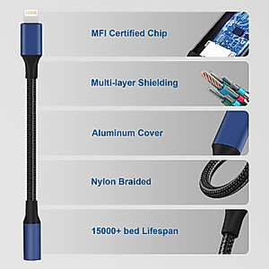 Hayner-Seek 3.5mm Adapter, iPhone Headphones Adapter, iPhone Dongle, iPhone Connector Adapter for iPhone 13/13 Pro/13 Mini/12/12 Pro/12 Mini/11/SE/X XR