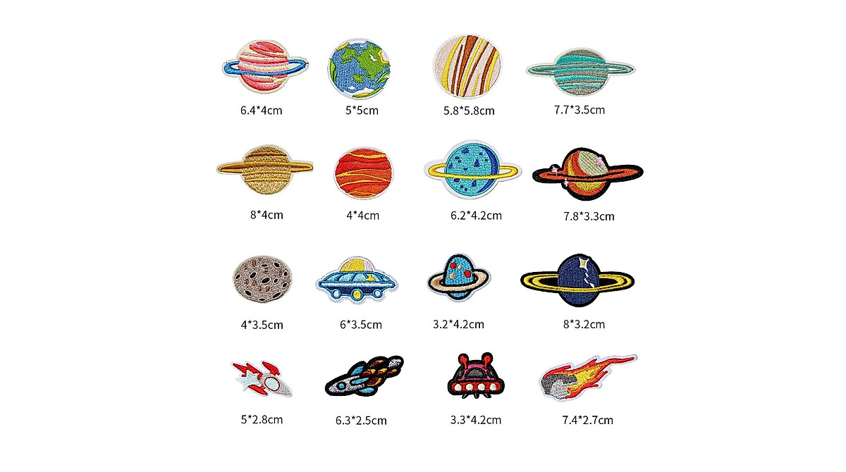 35 PCS Iron on Patches Solar System Appliques Stickers Woohome Embroidered Space Planets Patches ...