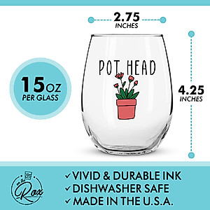 Succulent Plant Cactus Wine Gifts for Women- Set of 4 Funny Wine Glasses 15oz - Plant Lover Gift Mug - What the Fucculent- Crazy Plant Lady Glass Tumbler - Stemless Glasses Housewarming Gift