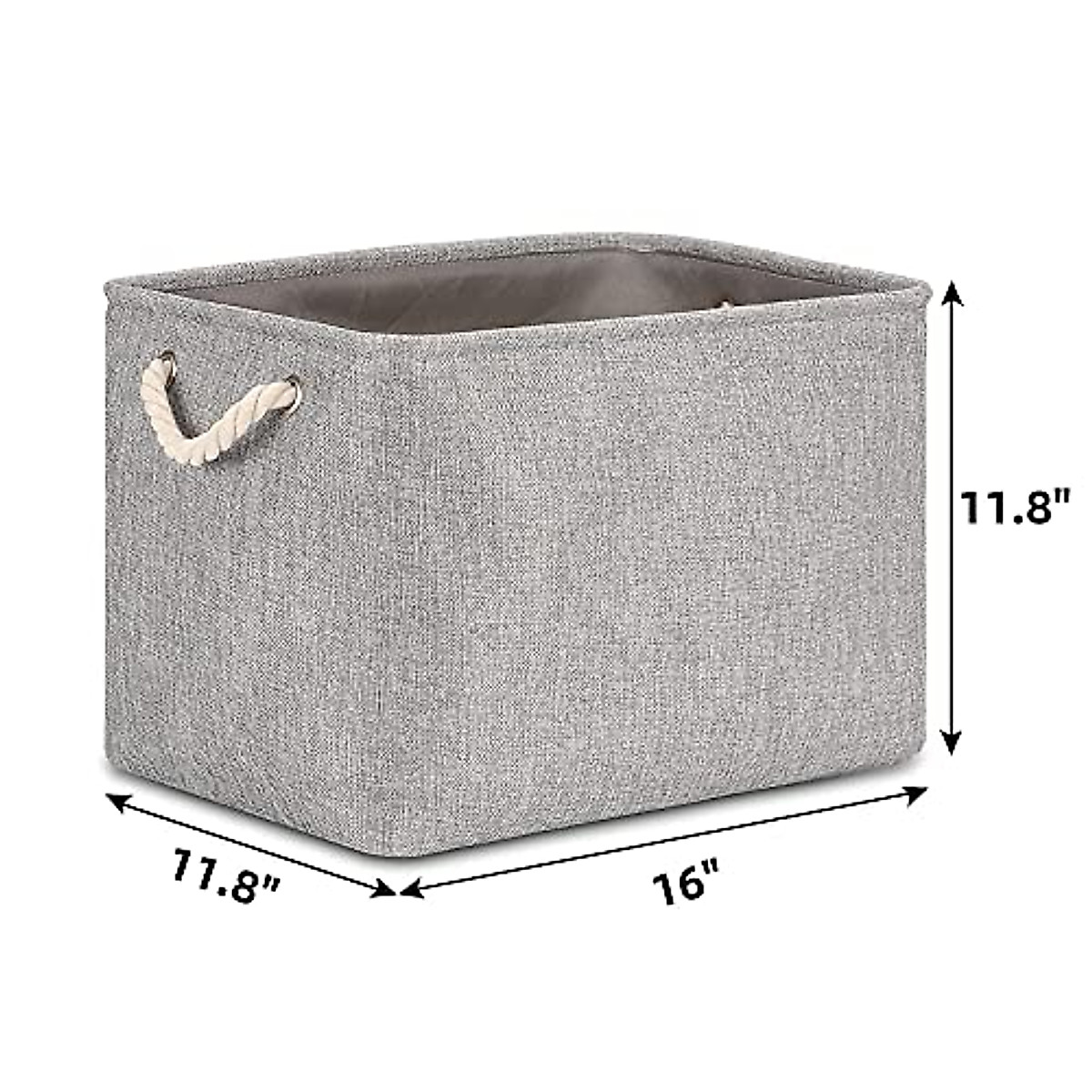 Bidtakay Baskets Set Fabric Storage Bins-Grey Bundled Baskets of 2 Large Baskets 16" X 11.8" X 11.8" + 6 Small Baskets 11.8" X 7.8" X 5"