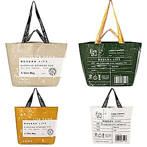LUCKIPLUS 4 Pcs Foldable Grocery Bags Reusable Shopping Bags for Women-Two Size Grocery Bags Totes-Waterproof Reusable Tote Bags with Handles Heavy Duty Tote Bags Lightweight Tote Bags for Shopping
