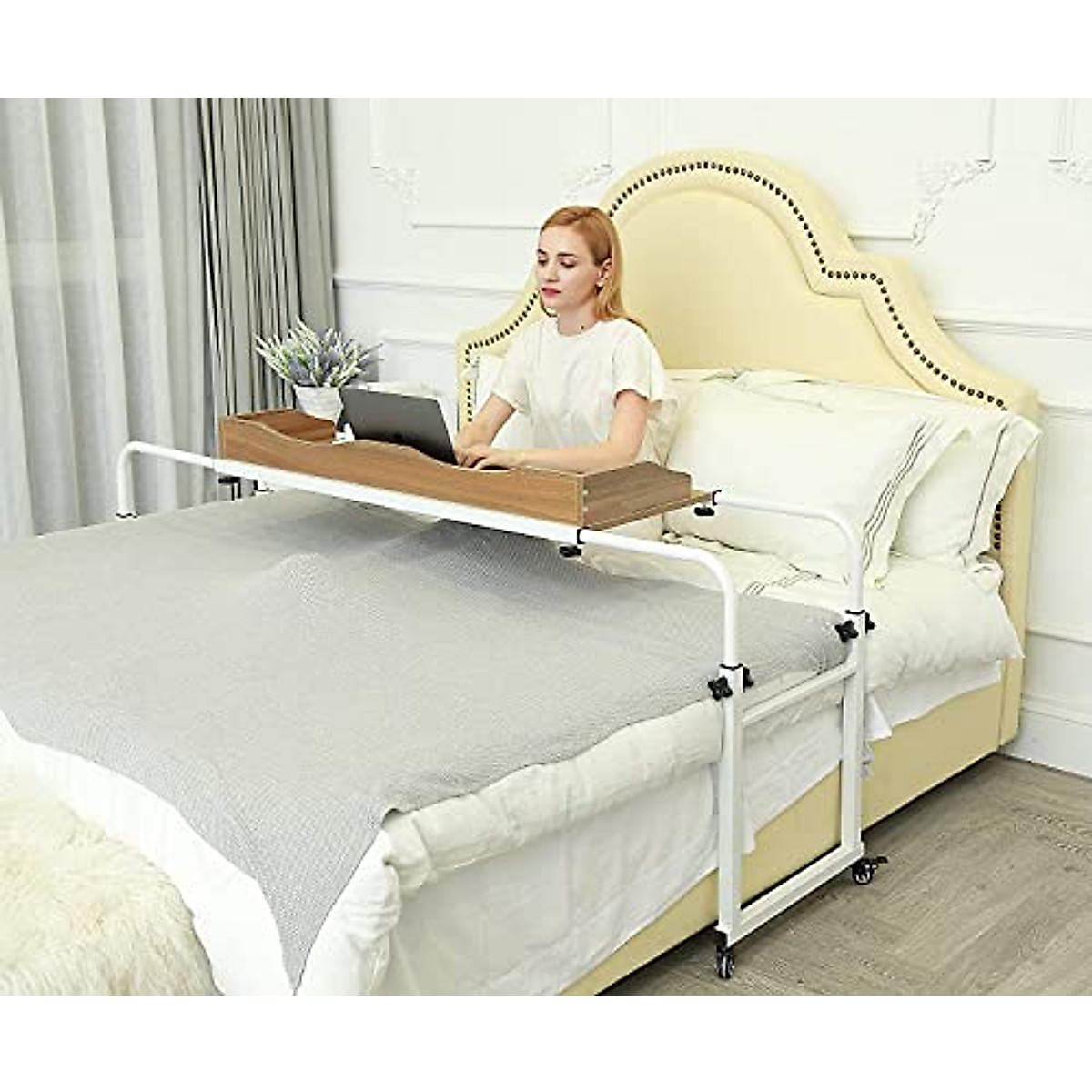 Adjustable Overbed Table for Full/Queen/King Beds