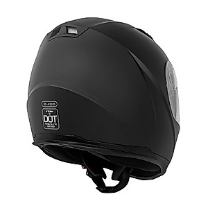 VCAN VX Lightweight Full Face Motorcycle Street Bike Helmet with Extra Tinted Visor DOT Approved (Matte Black, Large)