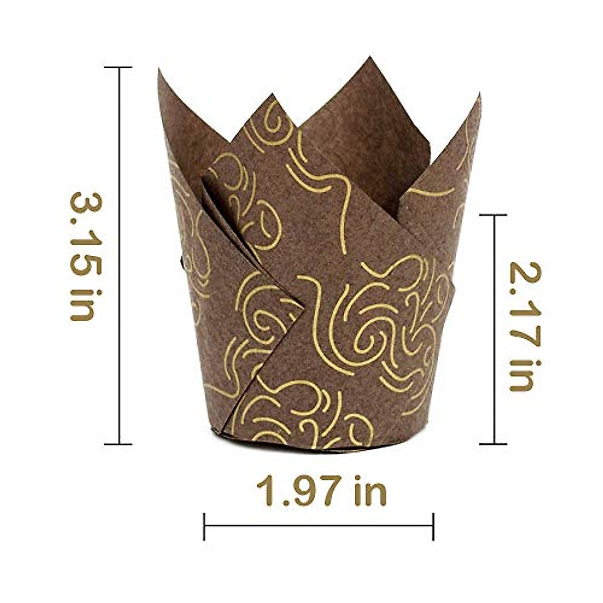 Tulip Cupcake Liners,100 pieces Cupcake Paper Muffin Cups with Gold Print for Baking, Perfect for Festive Occasion(Packaging Upgrade)