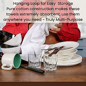 Cotton Clinic Flour Sack Towels White 26"x26" - 100% Cotton Flour Sack Kitchen Towels - Multi Purpose Dish Towels for Drying Dishes - 12 Pack