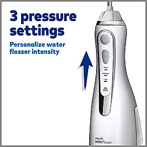 Waterpik Cordless Advanced Water Flosser For Teeth, Gums, Braces, Dental Care With Travel Bag and 4 Tips, ADA Accepted, Rechargeable, Portable, and Waterproof, White WP-580