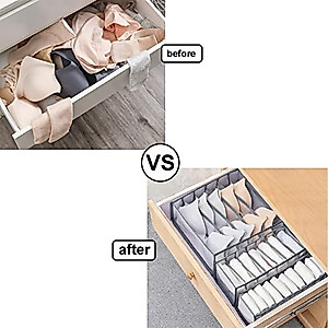 EZBOHO 7Pcs Underwear and Bra Organizer Mesh Drawer Organizers for Clothing Closet Pants Organizers Foldable Storage Box for Socks Jeans Underwear Cabinet Organization