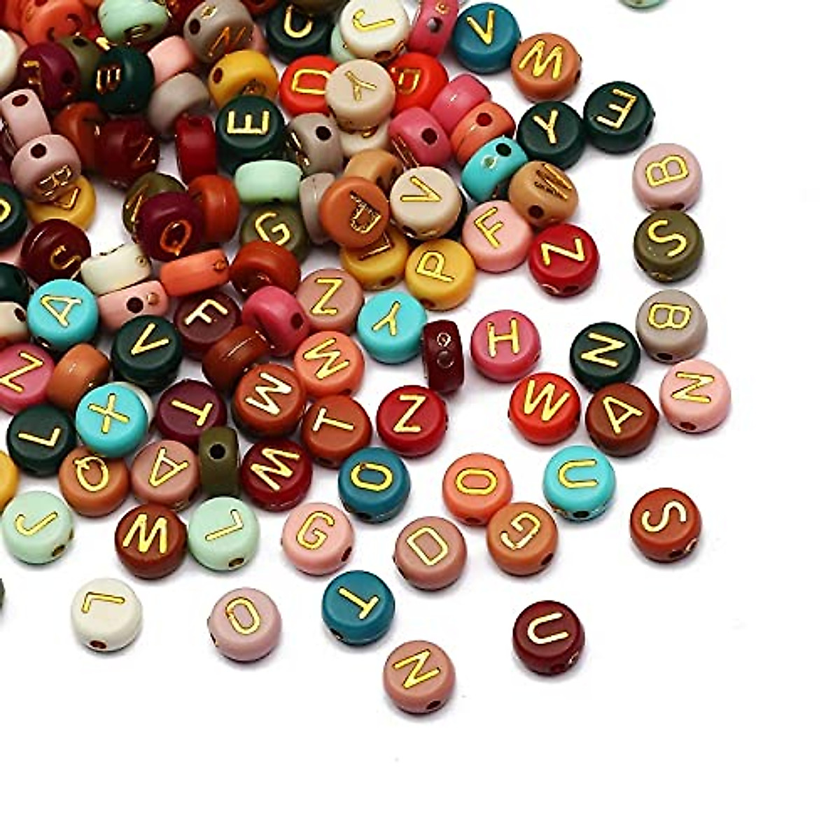 ToBeIT 1000pcs Letter Beads Acrylic Bead Alphabet Letter "A-Z" Round Beads for Jewelry Making, Bracelets, Necklaces, Key Chains(Gold)