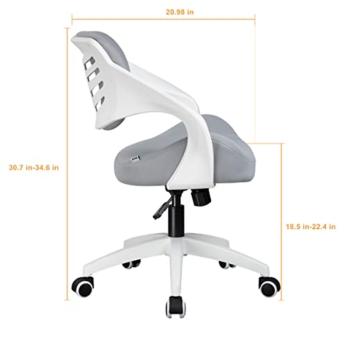BOJUZIJA Ergonomic Office Computer Desk Kid Study Chair Waist Support Function Swivel 360° for Home&Office (Grey)