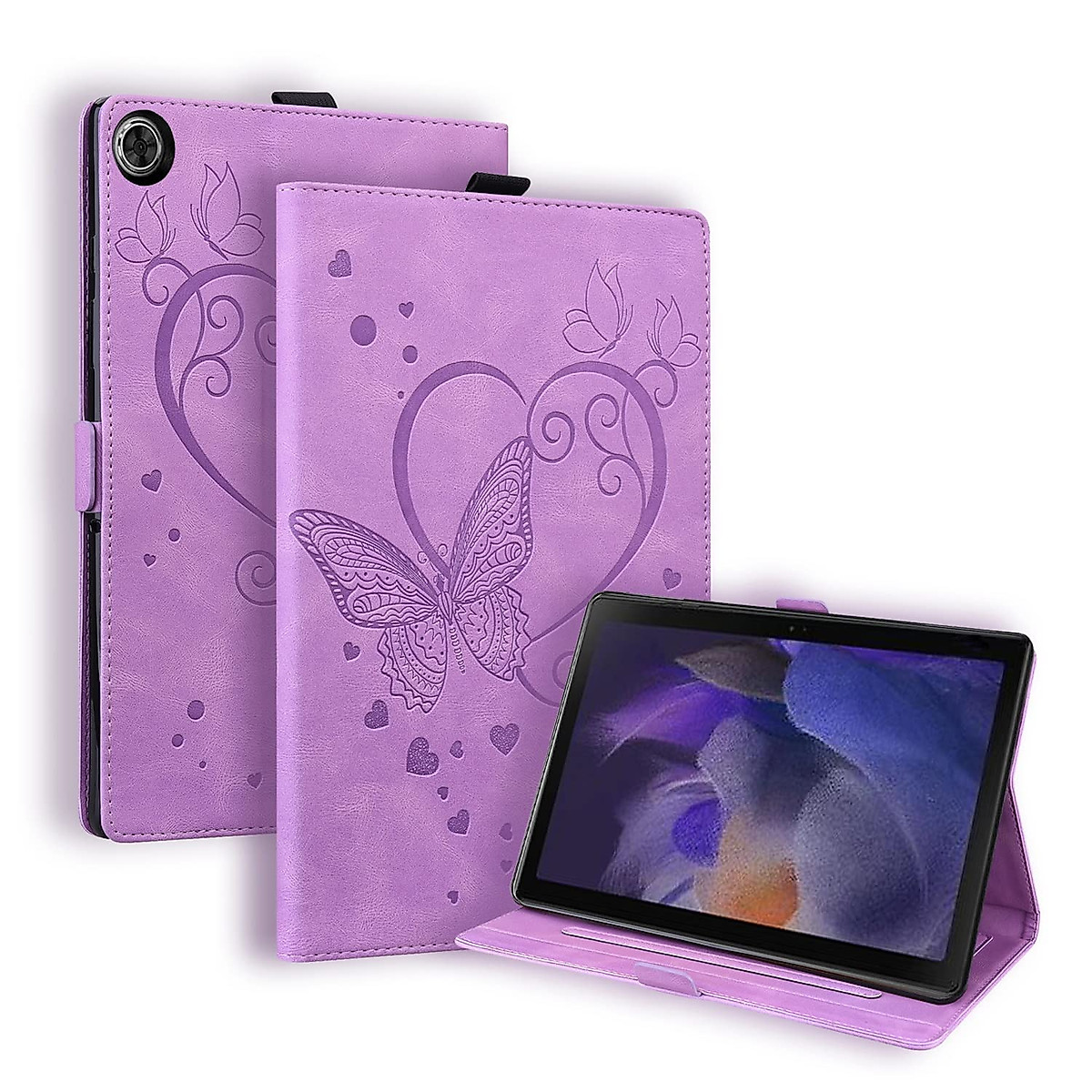 Tablet Bags Compatible with Samsung Galaxy Tab A8 10.5-Inch 2021 (SM-X200/X205/X207) Butterfly Embossed Folding Stand Protective Cover Shockproof PU Leather Flip Case Card Slot Tablet PC Case Tablet C