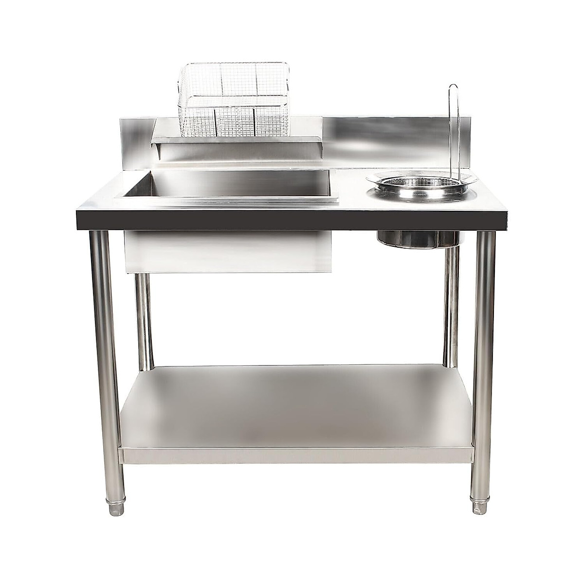 Fried Chicken Breading Table, Commercial Food Prep Breader Station Stainless Steel Fried Food Prep Breading Station with Stainless Steel Containers and Baskets Perfect for Kitchen Restaurant Business