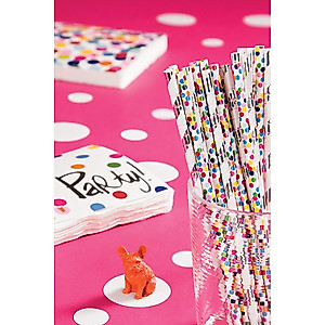 Creative Converting Party Supplies French Bull Dots-9-Inch Square Dinner Plate, 10-Count, Dinner, Birthday Dots