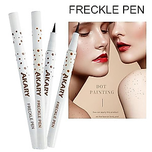 AKARY Freckle Pen Professional Lifelike Face Concealer Point Out Natural Waterproof Longlasting Soft Artificial Fine Makeup Freckle Pen Life Face Decoration (#01 Light Brown)
