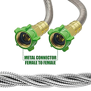 YANWOO 304 Stainless Steel 6ft Short Garden Hose with Female to Female Metal Connector, Flexible & Lightweight Water Hose, Drinking Water Safe (6ft)