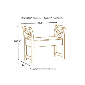 Signature Design by Ashley Heron Ridge Antique Distressed Wood Accent Bench with Storage, Blue