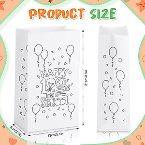 30 Pcs Happy 100th Day of School Paper Bags 100th Day White Paper Bags White Paper Lunch Bags Back to School Goodie Bags for Kids Students 100th Day Activities Gifts Craft Bags Classroom Supplies