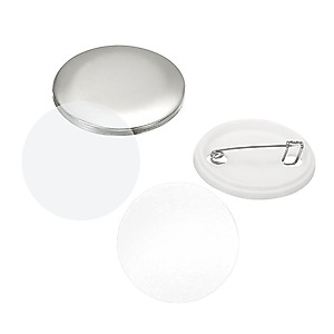 PATIKIL 1.25inch Button Parts, Blank Button Making Supplies,25Pcs Round Badge Parts DIY Pin Maker Kit for Button Maker Machine with Metal Cover Plastic Base, Film and Blank Paper