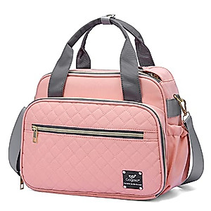 GOGOSO Diaper Bag Handbag for Woman Baby Girls with Insulated Pockets, Outdoor Parent Console All-in-One Baby Organizer, Gift Pink