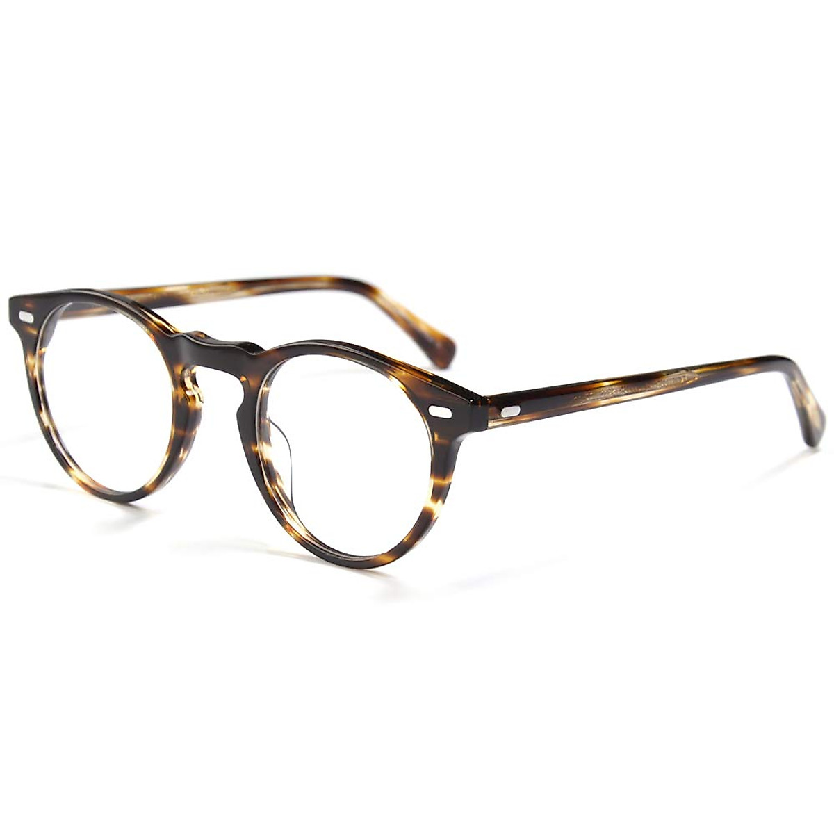 ERD Round Vintage Solid Acetate Eyeglasses Full Rim Frame For Men Women Circle Clear Lens Retro Glasses (Cocobolo)…