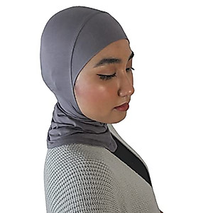 Ninja Bonnet Hijab Full Neck Coverage Under Scarf - Muslimah Stretchy Jersey Head Scarf Bonnet Accessories [Workout wear daily essentials] 1 Black + 1 Gray (SABANJ9501)