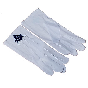 DEURA Freemason Mason Masonic White Gloves Blue Lodge Embroidered G Logo Square & Compass