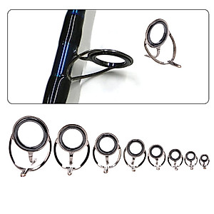 UNTERING 8Pcs 6# - 30# Stainless Steel Eye Rings Fishing Rod Guides Tips Line Repair Kit
