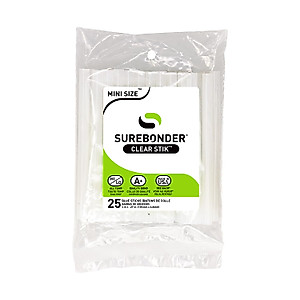 Surebonder "Clear Stik" Hot Glue Sticks for All Temperatures - Mini Size 4" L, 5/16" D - 25 Pack - All Purpose, Made in USA (DT-25)
