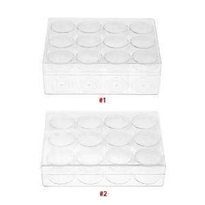 Plastic Container,Rectangle Clear Plastic Jewelry Beads Storage Box W/12 Round Bottle Container Tiny Jars 20g/15g(12 grid 15g)
