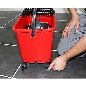RUBICLEAN Triple SuperPro Grout Bucket System – Lightweight, Durable Washboy with 3 Spiral Rollers, 5.3 gal Capacity, Wheels, and Carry Handle – Ideal for Tile Installation and Cleaning