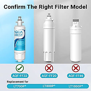 AQUA CREST 469690 ADQ36006101 Refrigerator Water Filter and Air Filter, Replacement for LG® LT700P®, Kenmore® 9690, 46-9690, ADQ36006102 and LT120F®, Pack of 3