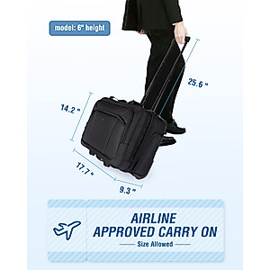 BAGSMART Rolling Laptop Bag, 17.3 Inch Rolling Briefcase with Wheels for Men Women,Large Rolling Computer Bag for Work Travel Business,Black