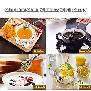 Stainless Steel Honey Dipper Stick 6.3 Inch Honey Wand Server for Honey Pot Dispense Drizzle Honey, Wedding Party Favors, Baby Shower (Green)