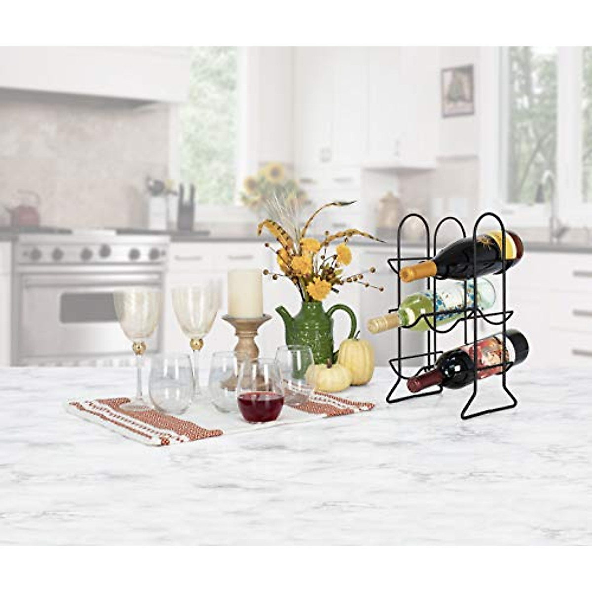 Spectrum Diversified Townhouse Wine Rack, 6-Bottle, Black