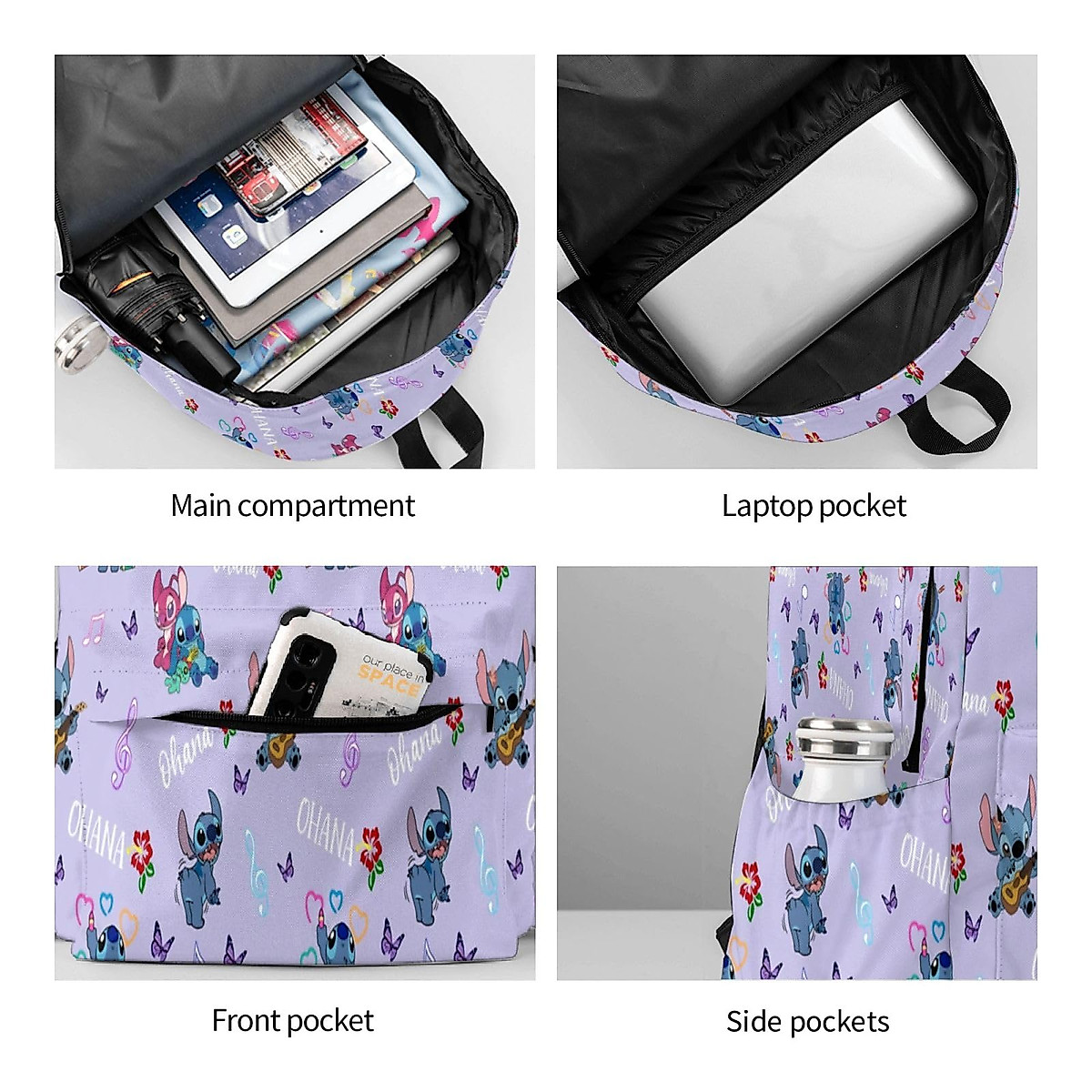 Travel Backpack, Notebook Laptop Bags For Men Women Weekend Outings Trip Book Bag Travel Hiking Camping Work Cartoon Cute Black 20