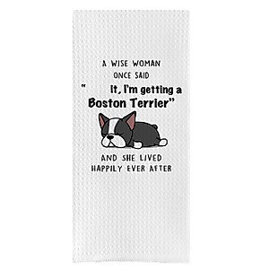DOTAIN Boston Terrier Gifts,Boston Terrier Lover Gifts,Funny Dog Kitchen Towel,Boston Terrier Kitchen Towels,Boston Gifts for Boston Lover